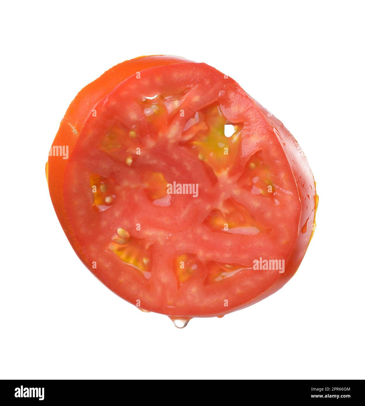 Round piece of red ripe tomato isolated on white background Stock Photo ...
