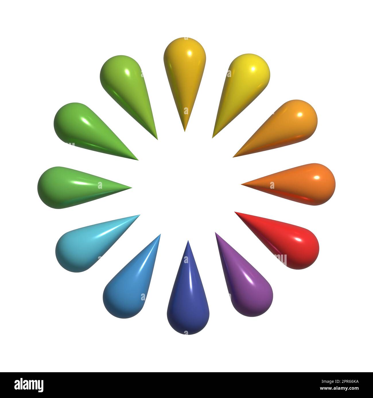 Volumetric drops of smears of colored rainbow paint on a white ...