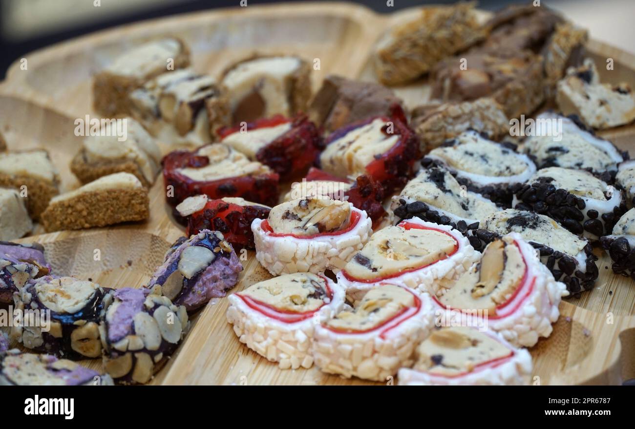 Traditional Turkish Delight on a display for sale Stock Photo - Alamy