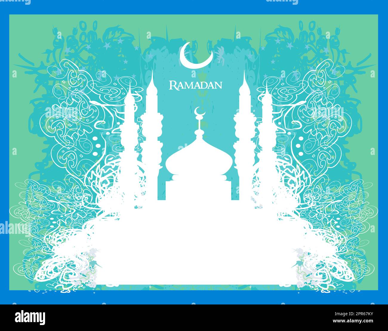Ramadan background - mosque silhouette vector card Stock Photo - Alamy