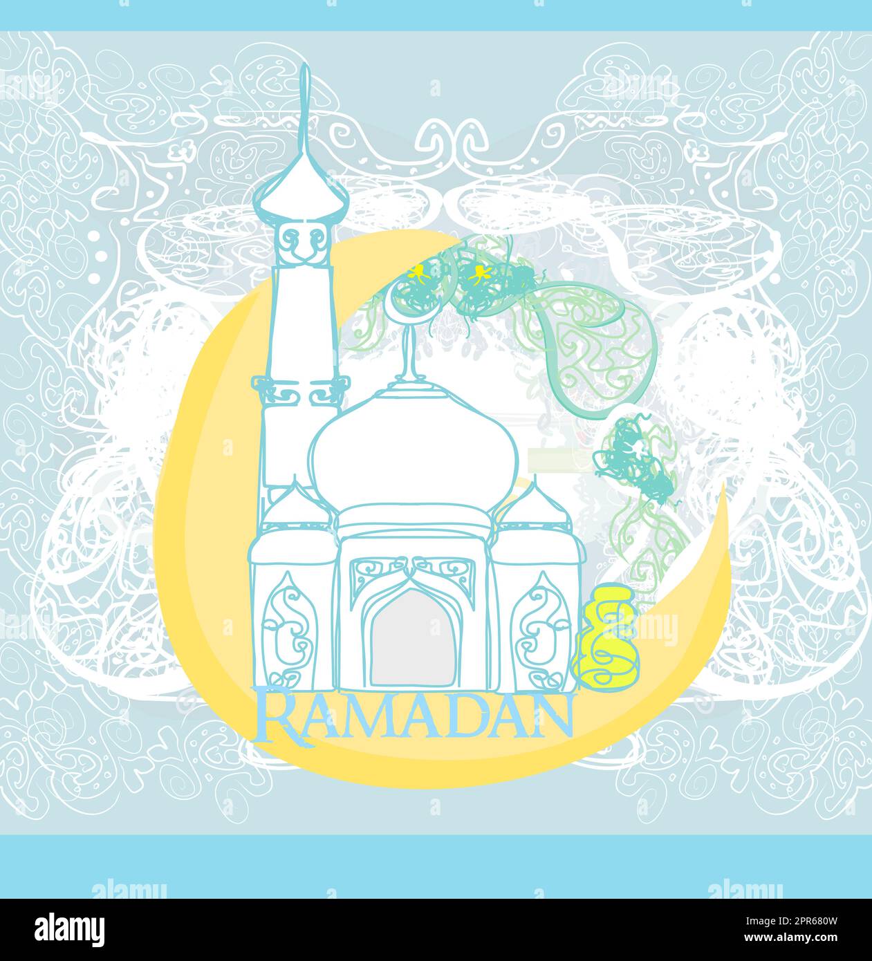 artistic pattern background with moon and mosque Stock Photo - Alamy
