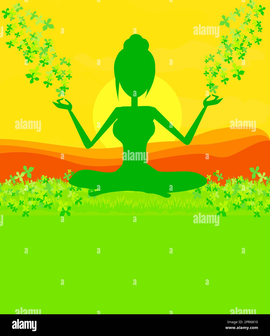Woman traditional yoga pose vector illustration silhouette hi-res stock ...