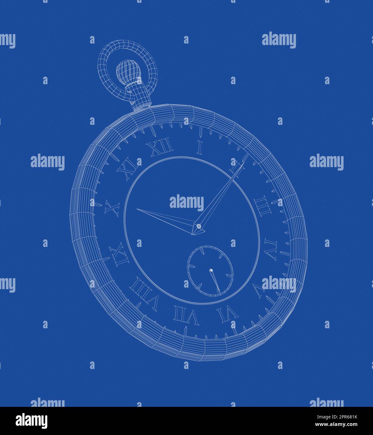 3D wire-frame model of pocket watch Stock Photo - Alamy