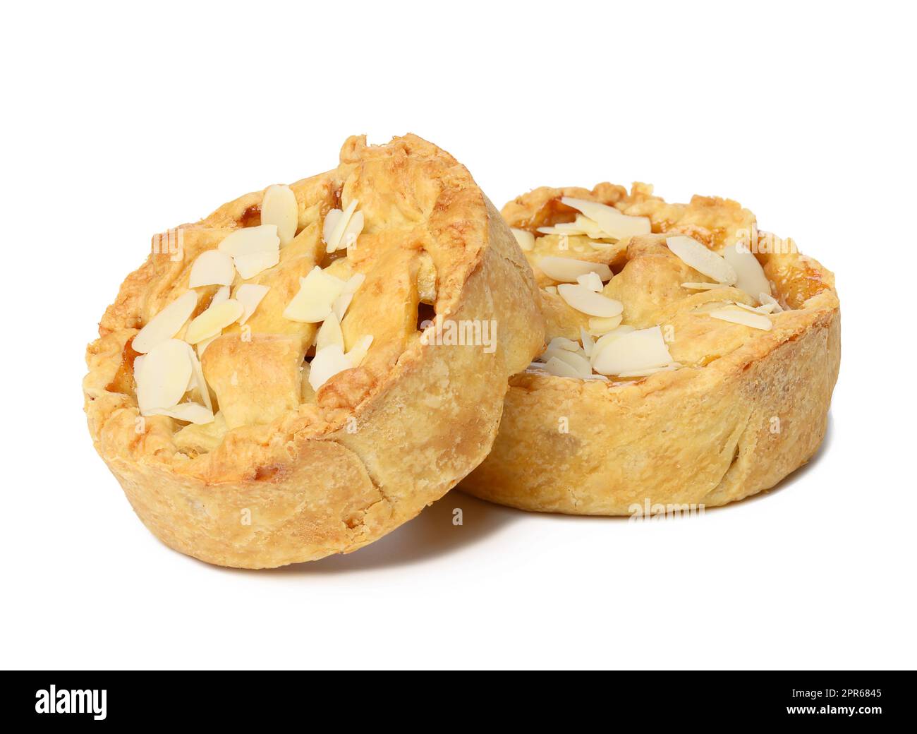 two mini pies with fruit filling isolated on white background Stock ...