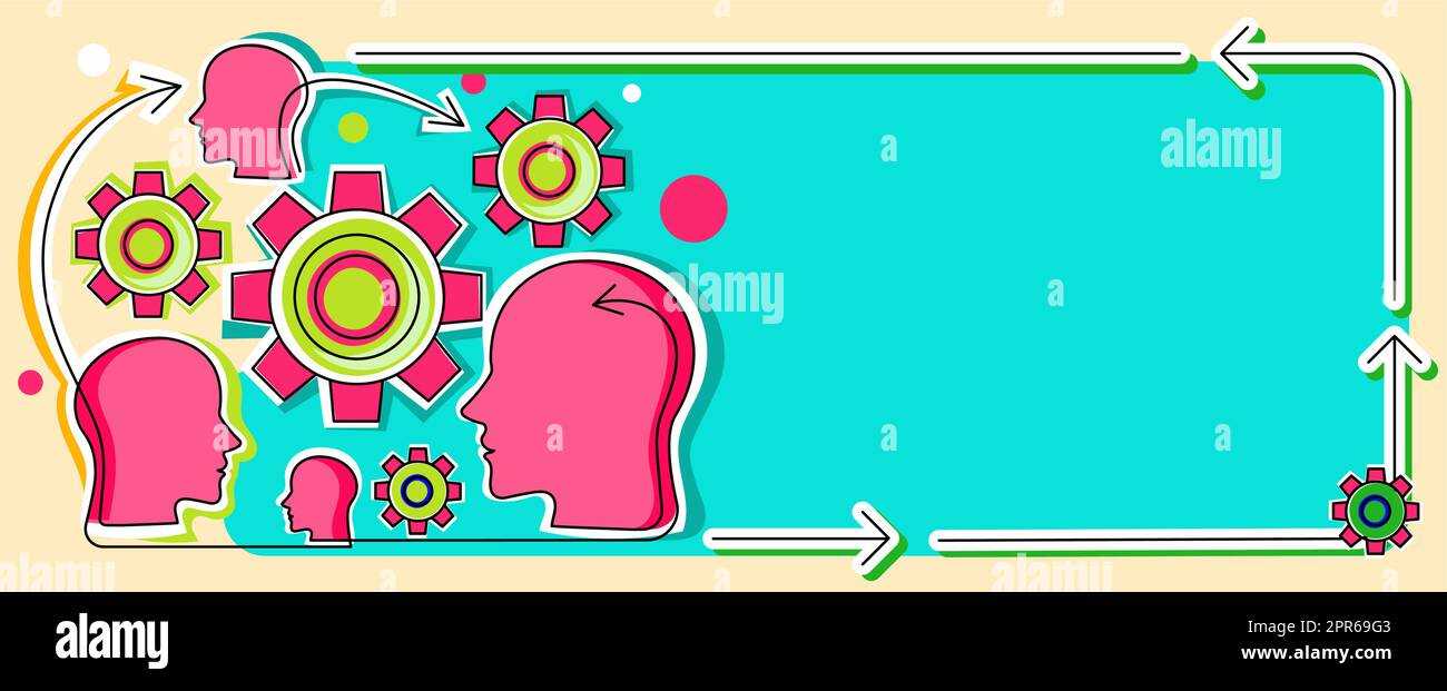 Multiple Heads With Cogs Showing Technology Ideas. Gears In Brain ...