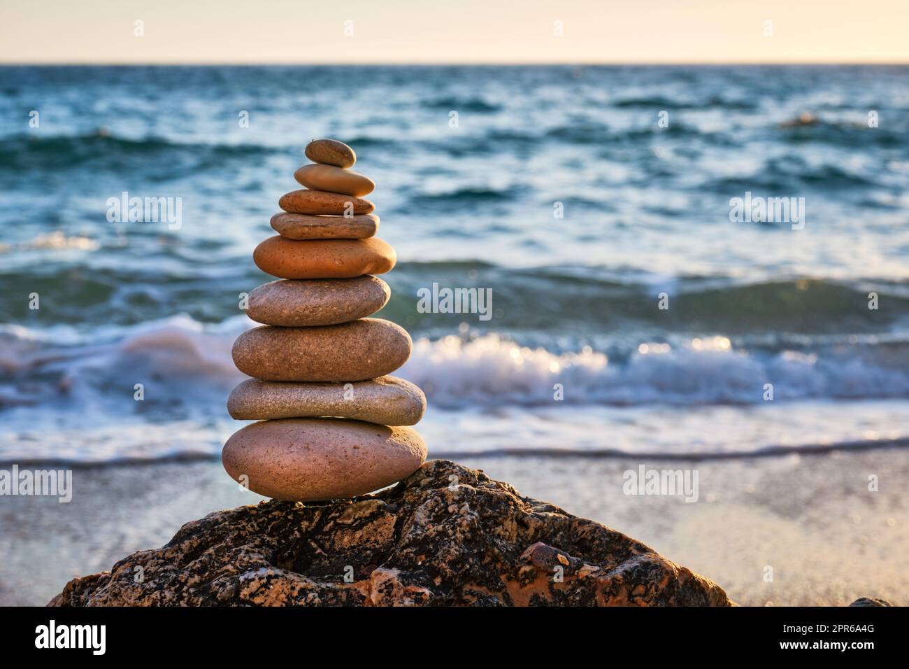 Concept of balance and harmony - stone stack on the beach Stock Photo ...