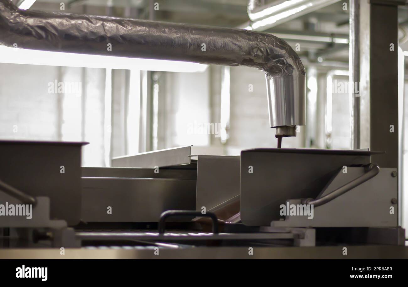 Line for the production of chocolate in an industrial factory ...