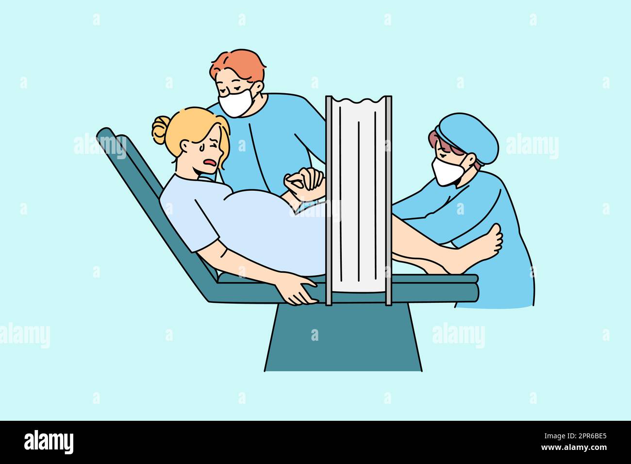 Pregnant woman give birth to baby in hospital. Female in labor in ...