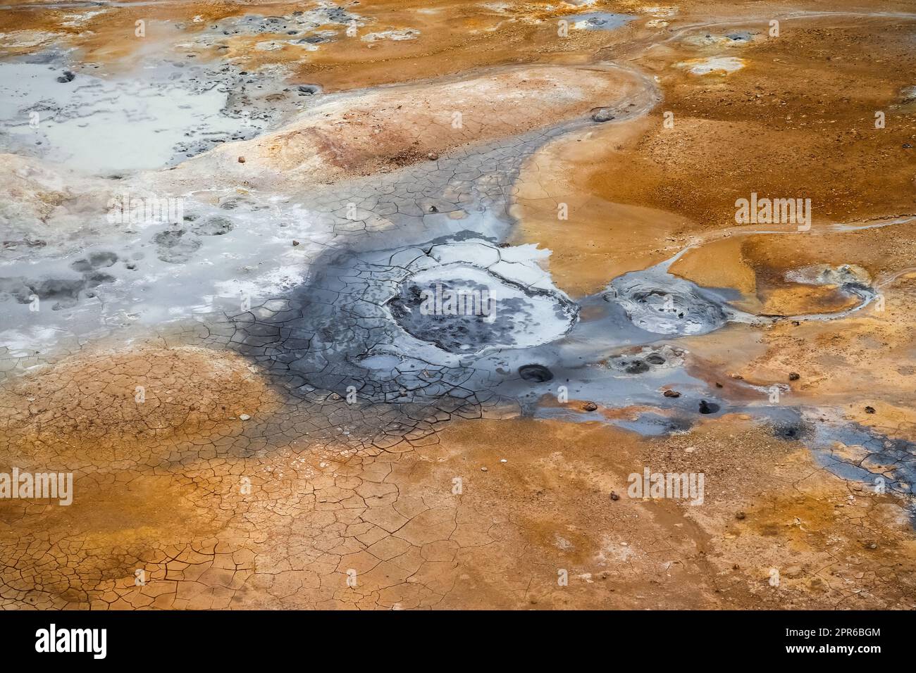 Steaming hot springs on the volcanic sulphur fields of Iceland Stock ...