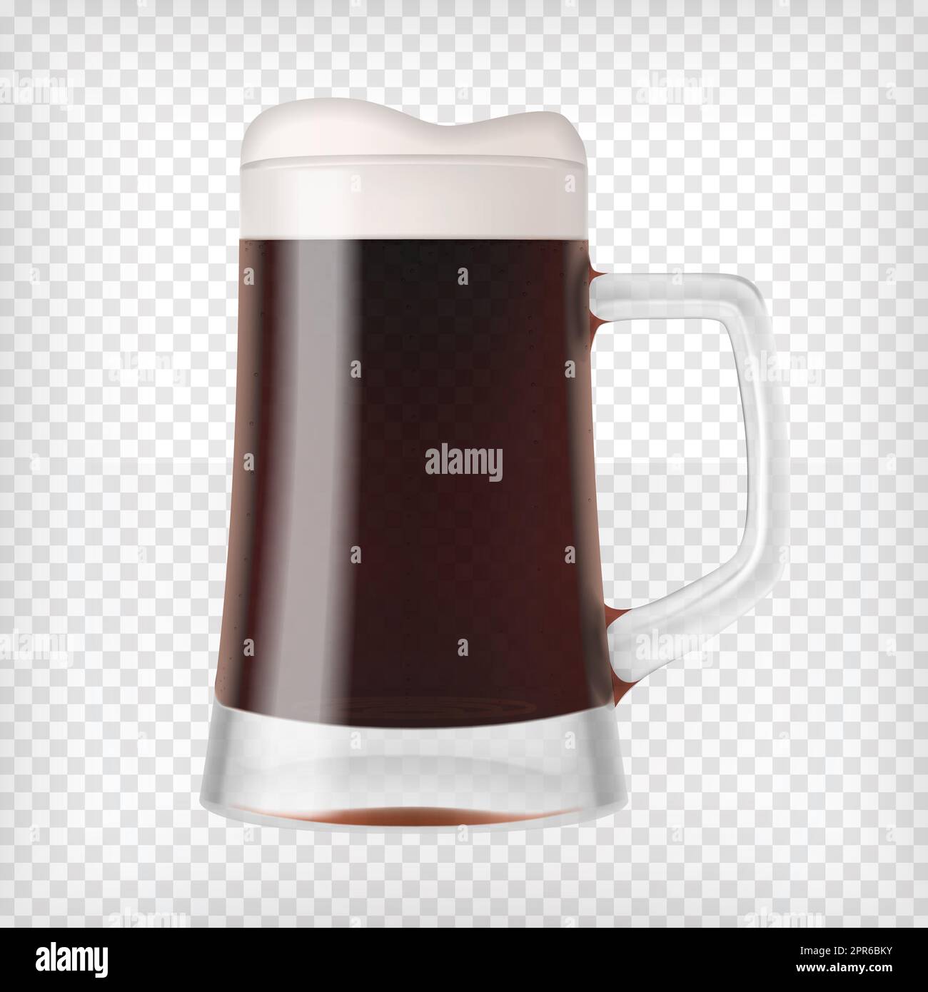Realistic beer glass. Mug with dark stout beer and bubbles. Graphic ...