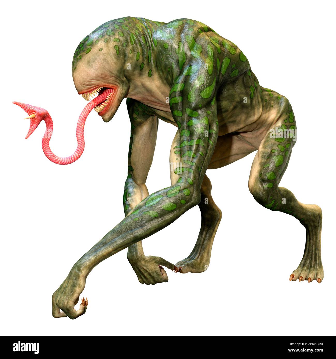 3D rendering of a green alien isolated on white background Stock Photo ...