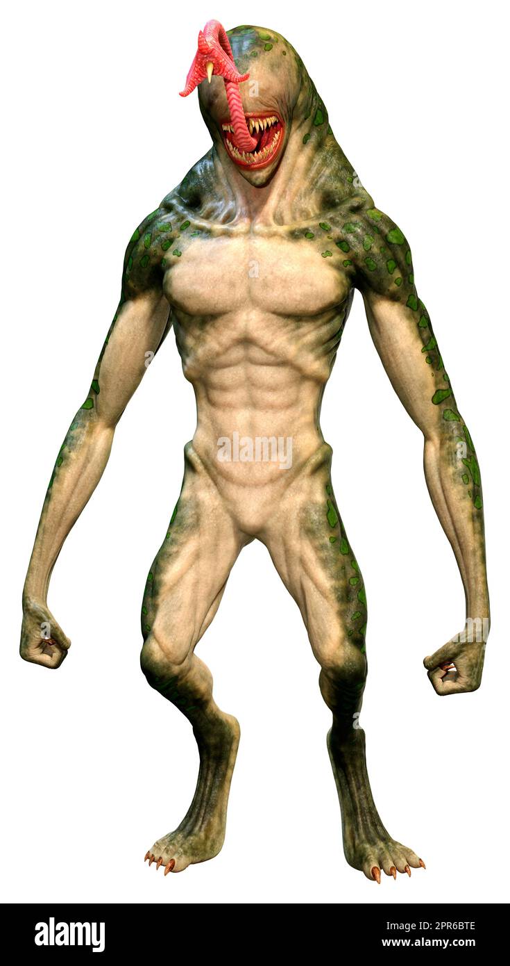 3D rendering of a green alien isolated on white background Stock Photo ...