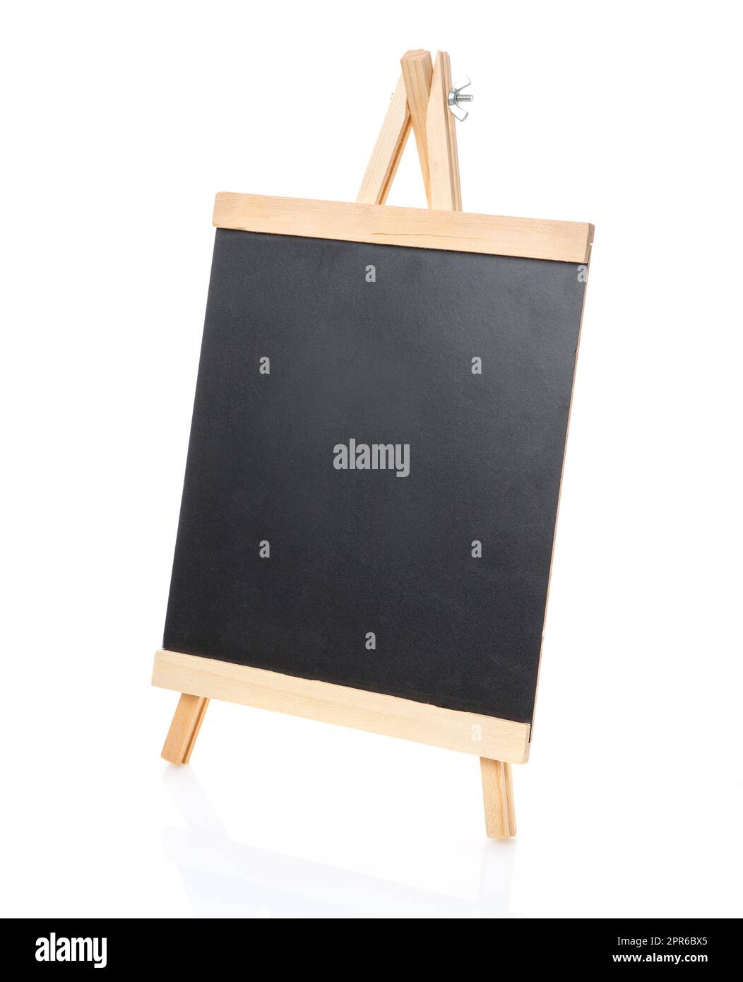 Black note board in the form of an easel isolated on a white background ...
