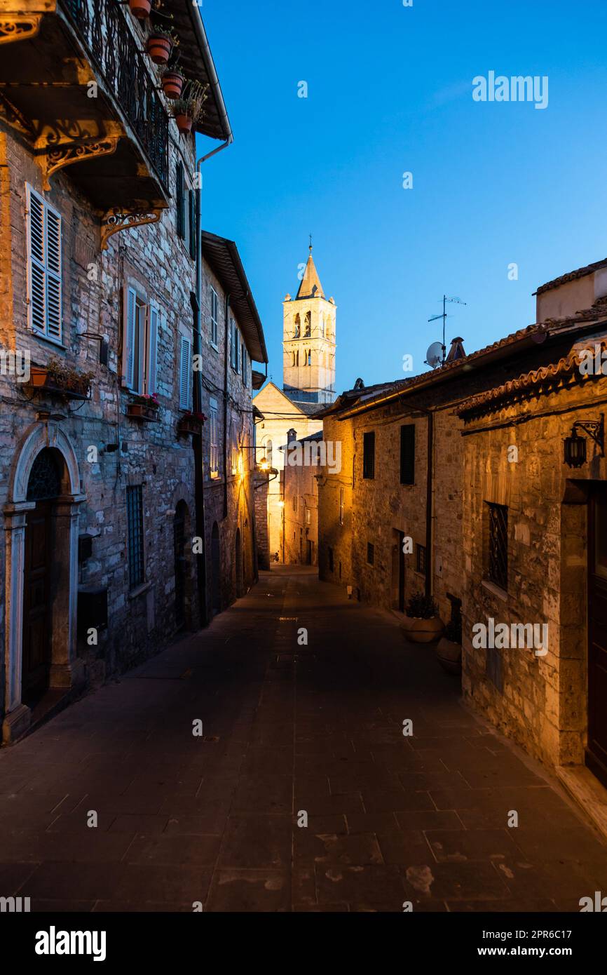 Assisi village in Umbria region, Italy. The town is famous for the most ...