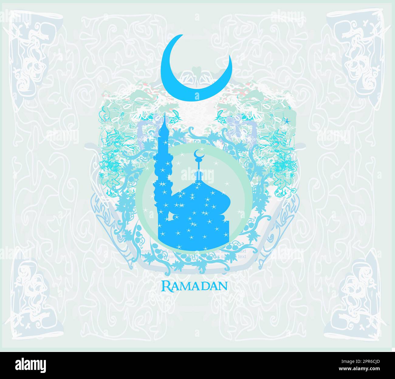 Ramadan background - mosque silhouette vector card Stock Photo - Alamy