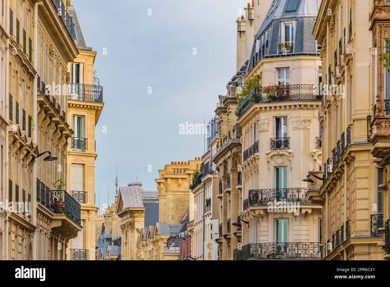 Exterior view old style apartments, paris city, france Stock Photo - Alamy