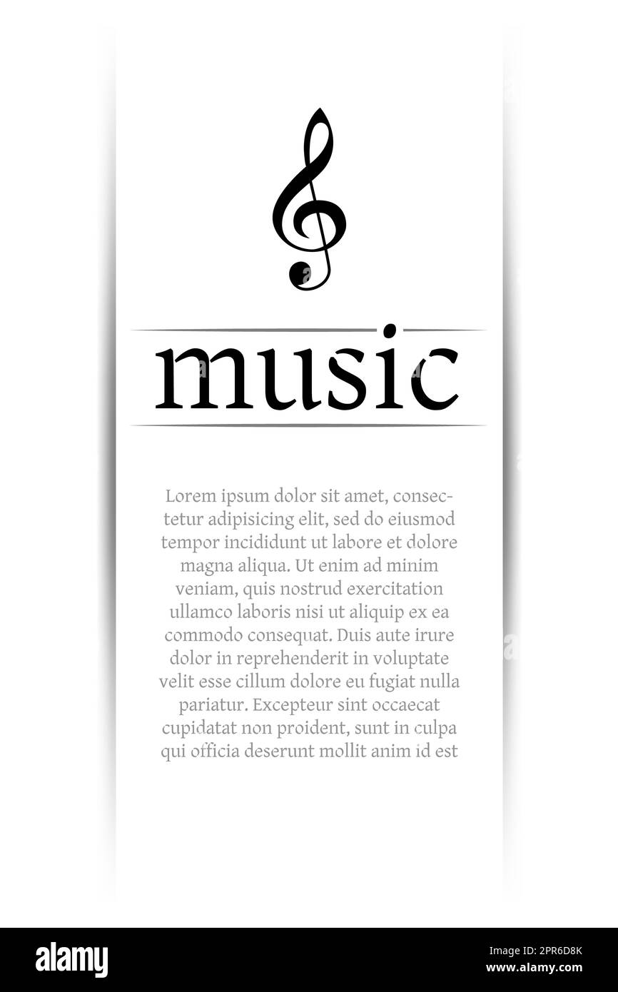 Music banner with shadow. Musical background with clef. Place for your ...