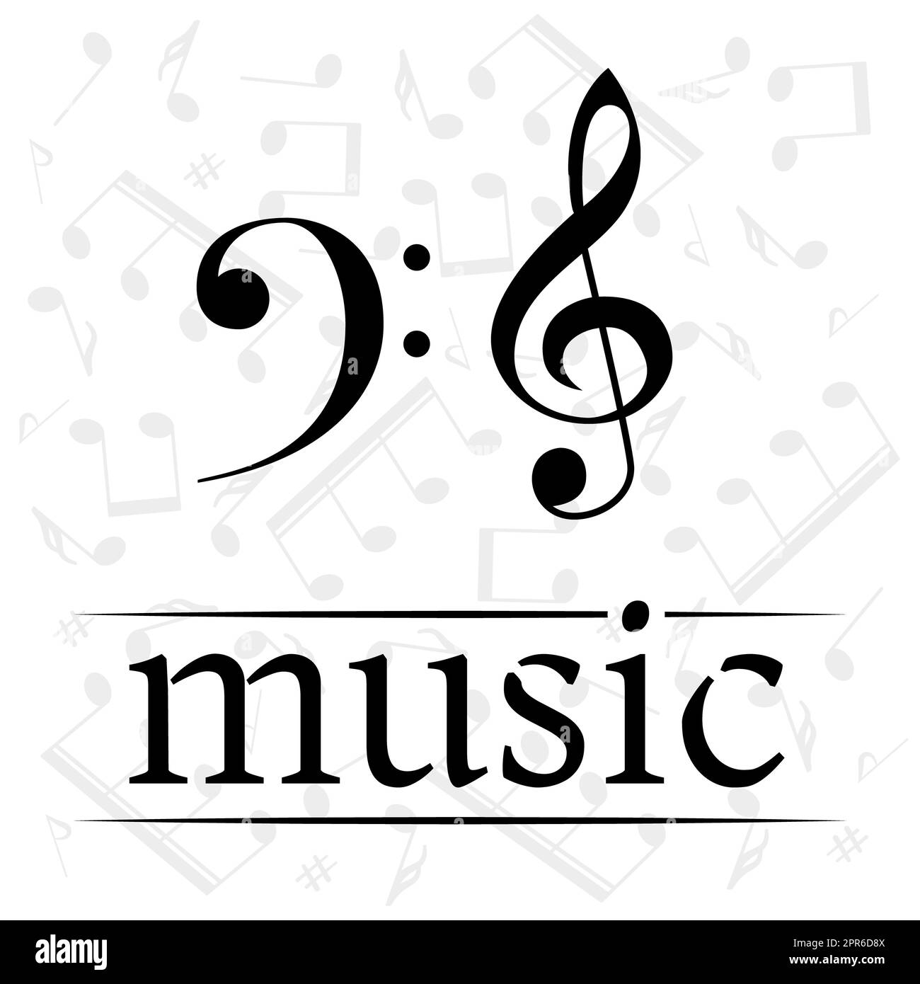 Music poster with treble clef and bass clef. Musical background with ...