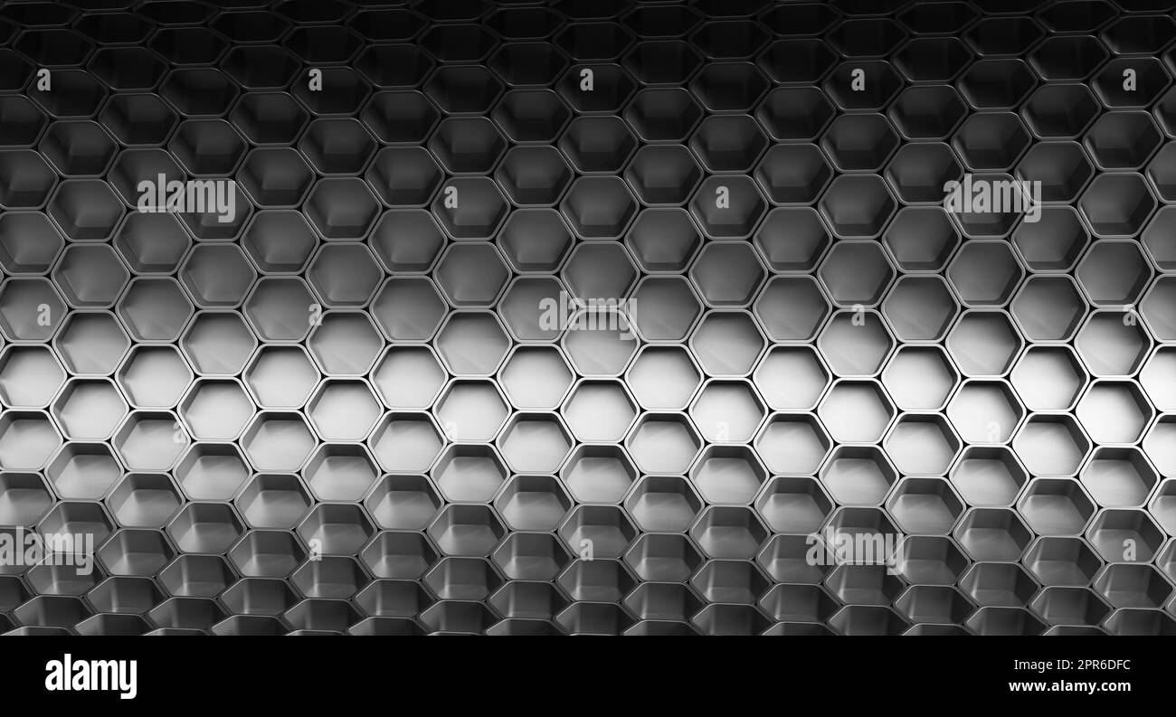 black hexagonal cell background. 3d render Stock Photo - Alamy