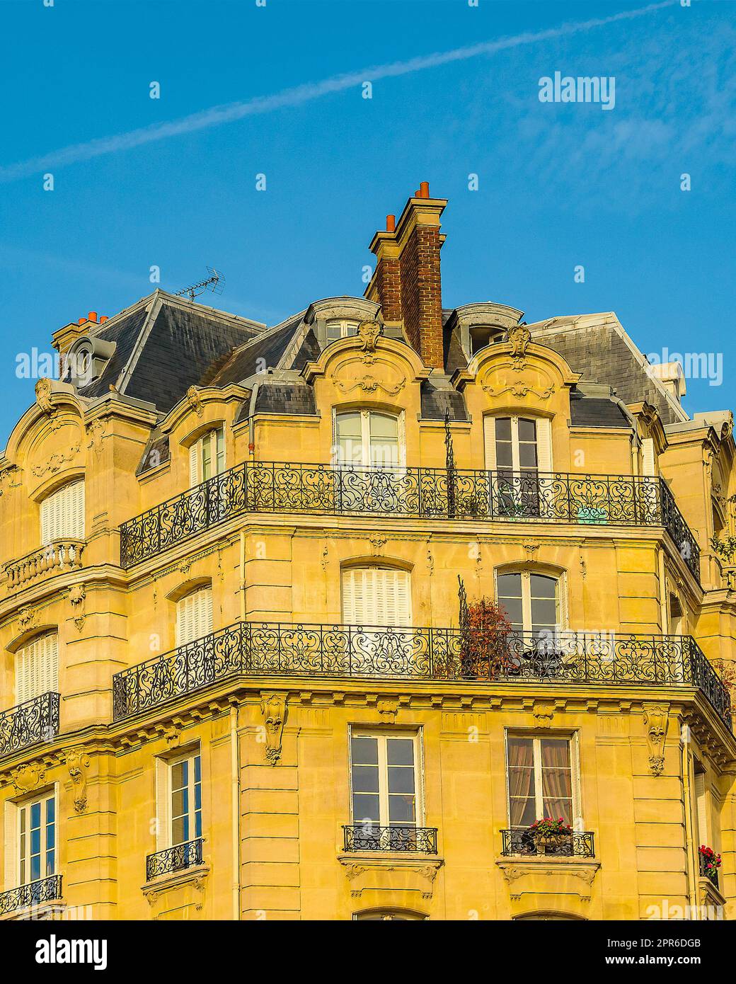 Exterior view old style apartments, paris city, france Stock Photo - Alamy