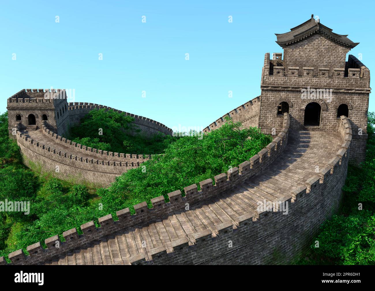 3D rendering of a Great Wall of China, a historic fortification Stock ...