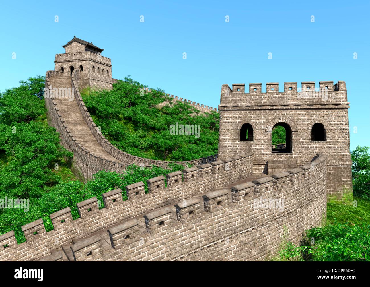 3D rendering of a Great Wall of China, a historic fortification Stock ...