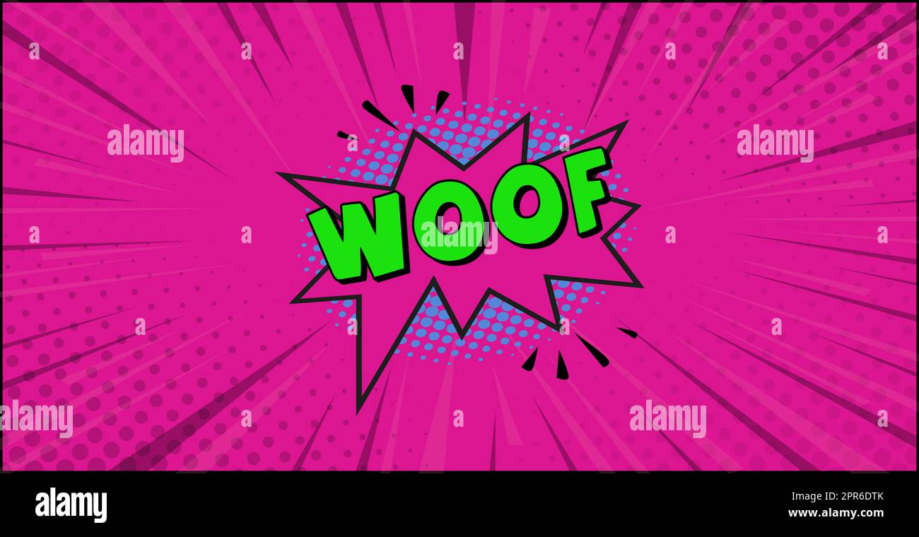 Comic zoom inscription WOOF on a colored background - Vector ...