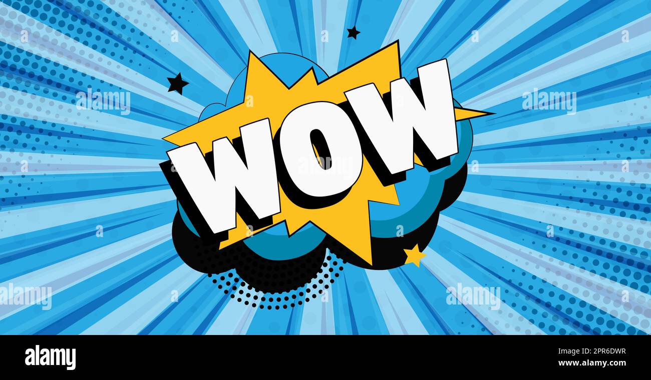 Comic zoom inscription WOW on a colored background - Vector ...
