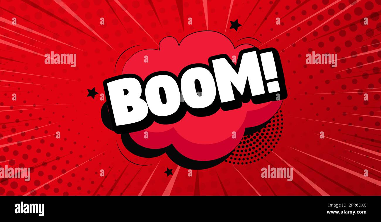 Comic lettering BOOM on white background - Vector illustration Stock ...