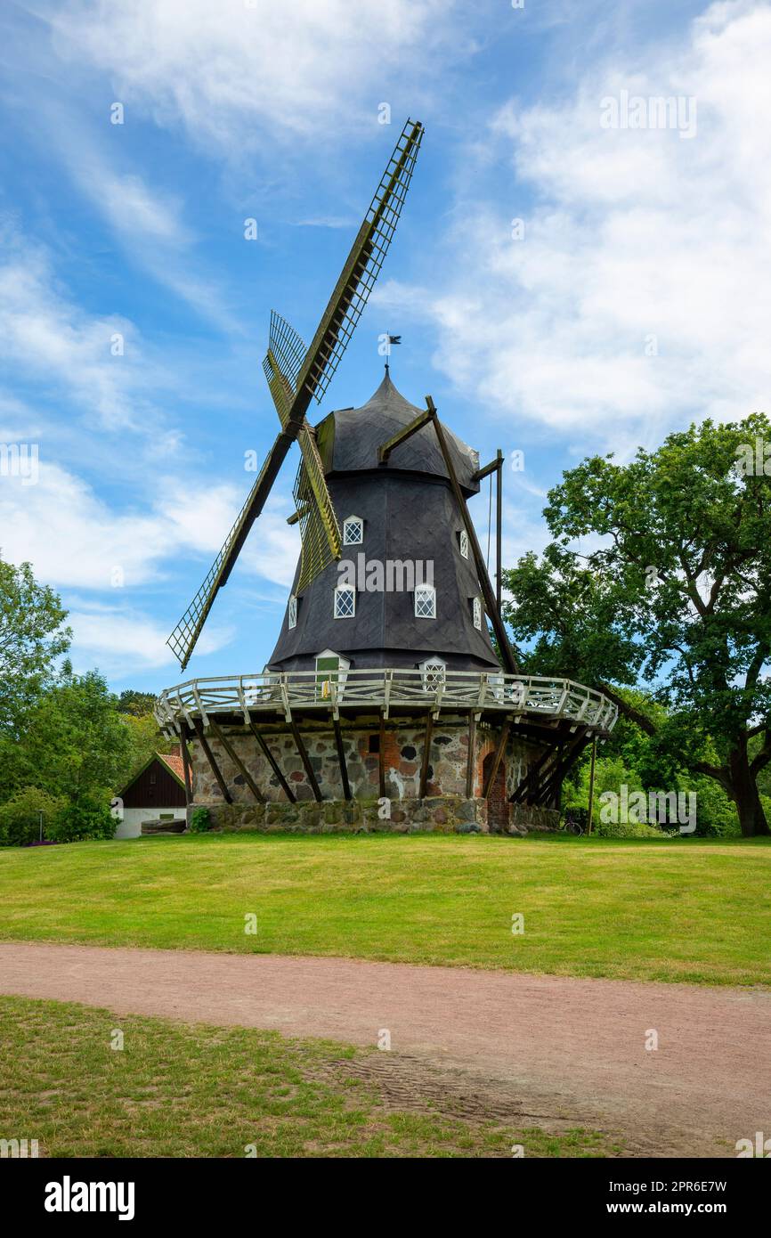 19th century Castle Mill, historical smock mill located in the garden ...