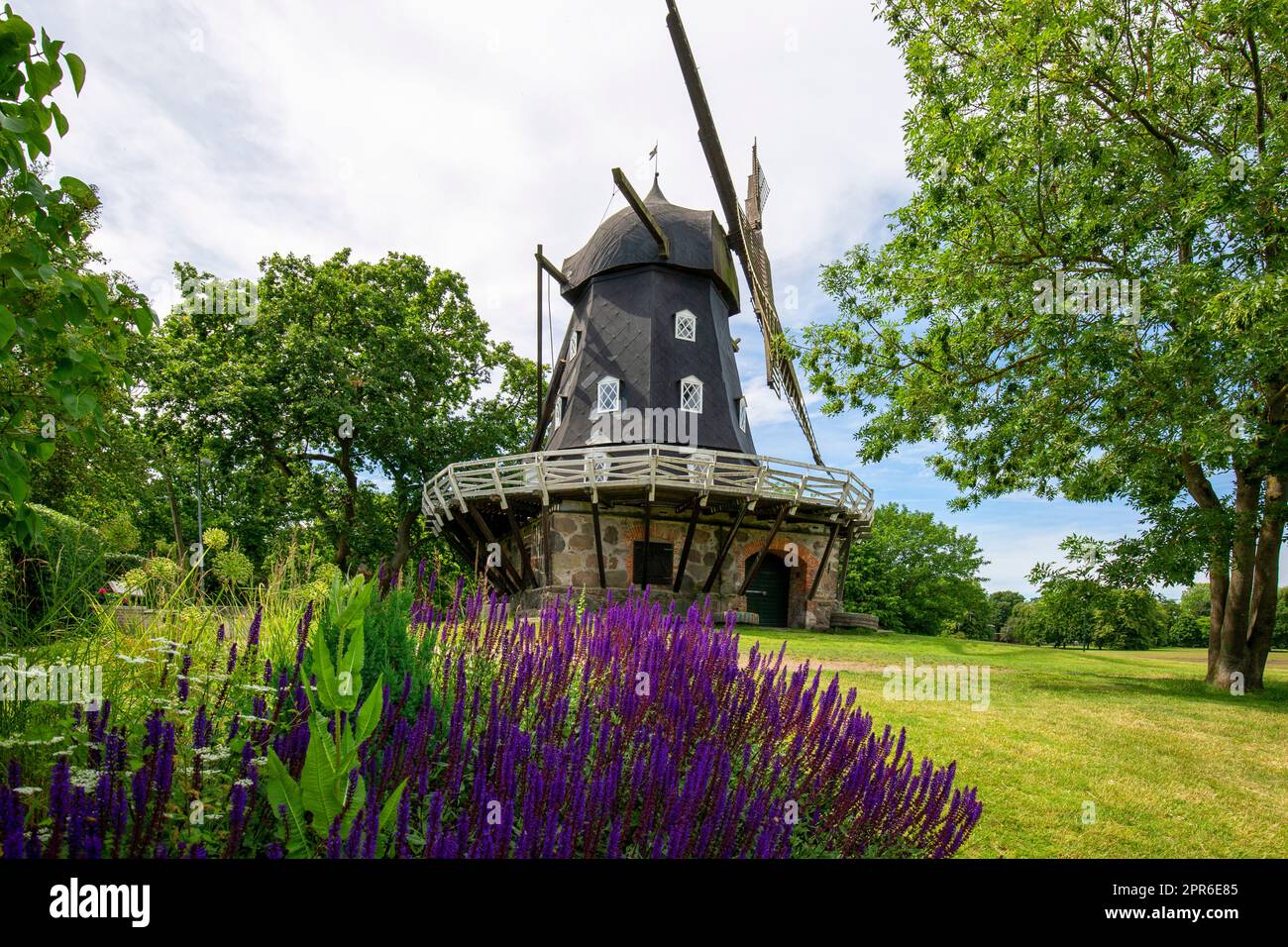 19th century Castle Mill, historical smock mill located in the garden ...