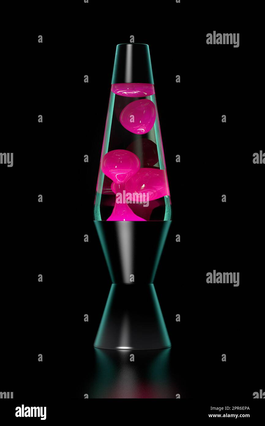 Pink lava lamp on black background. Dark key Stock Photo - Alamy
