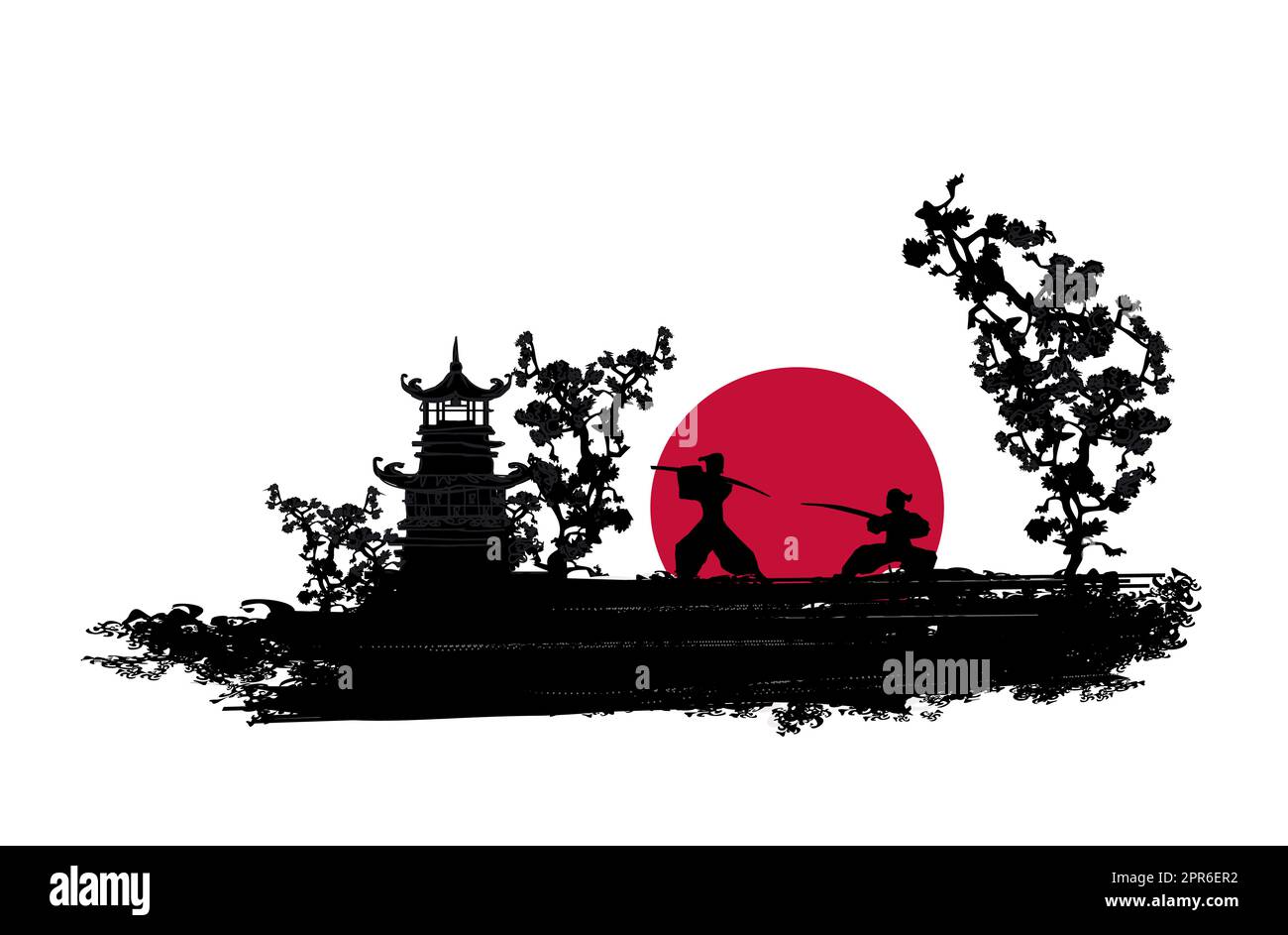 Japanese Samurai fighter silhouette Stock Photo - Alamy
