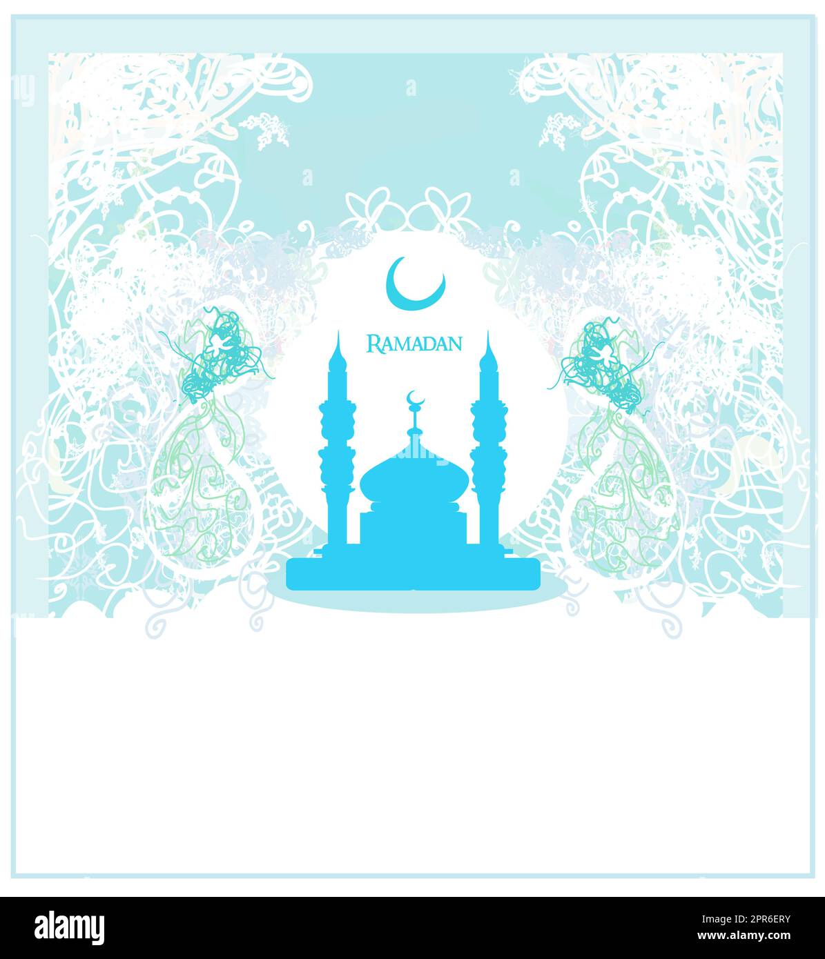 Ramadan background - mosque silhouette vector card Stock Photo - Alamy