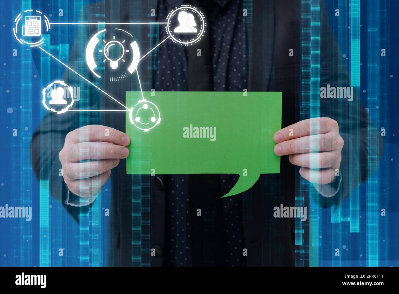 Businessman in suit holding paper representing innovative thinking ...