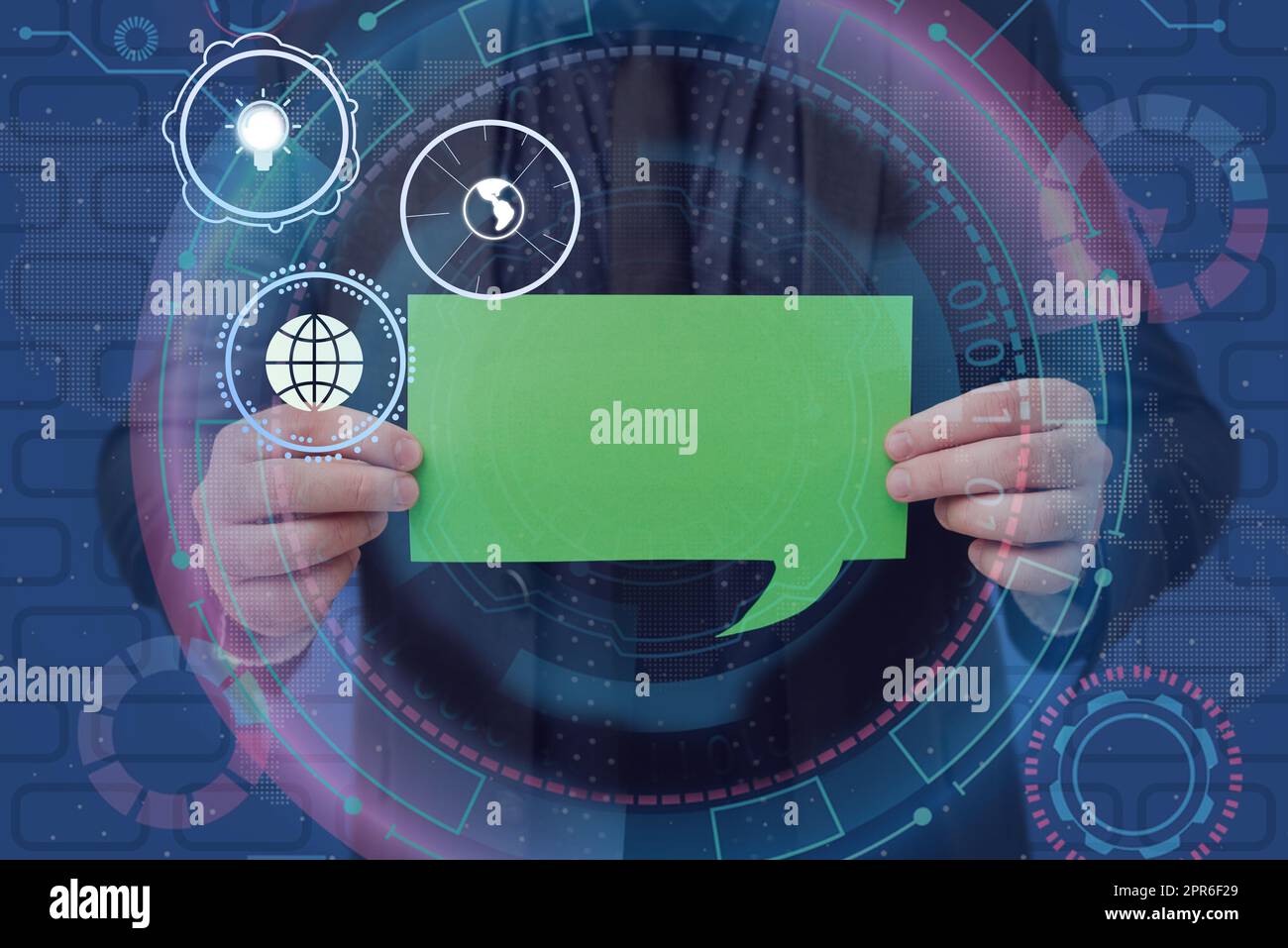 Businessman in suit holding paper representing innovative thinking ...
