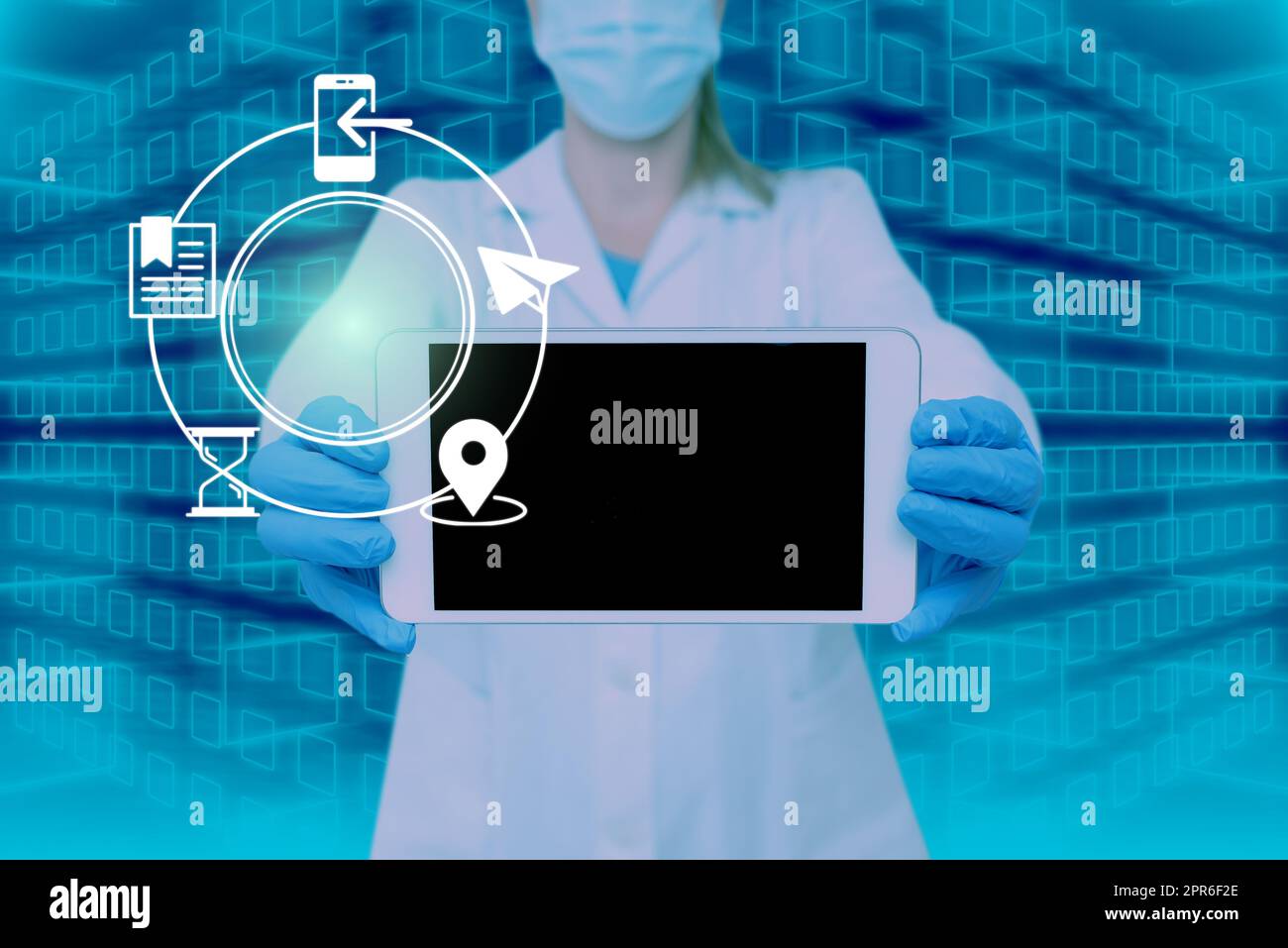 Nurse holding tablet symbolizing successful teamwork accomplishing ...