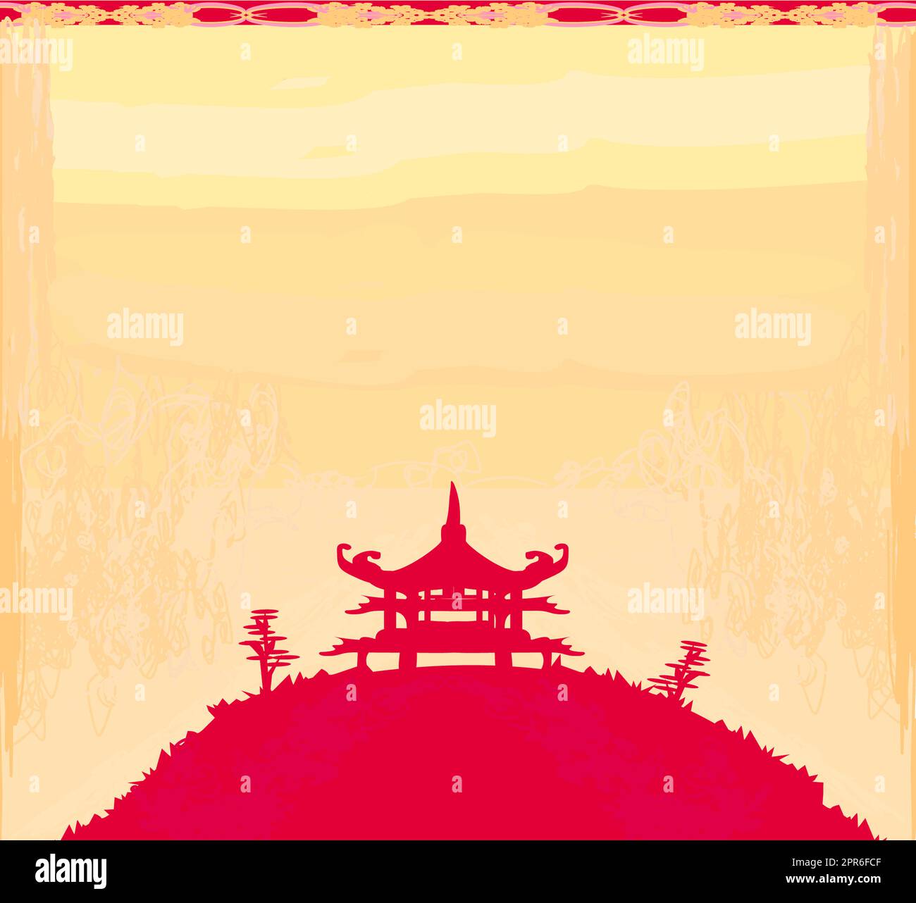 old paper with Asian Landscape Stock Photo - Alamy