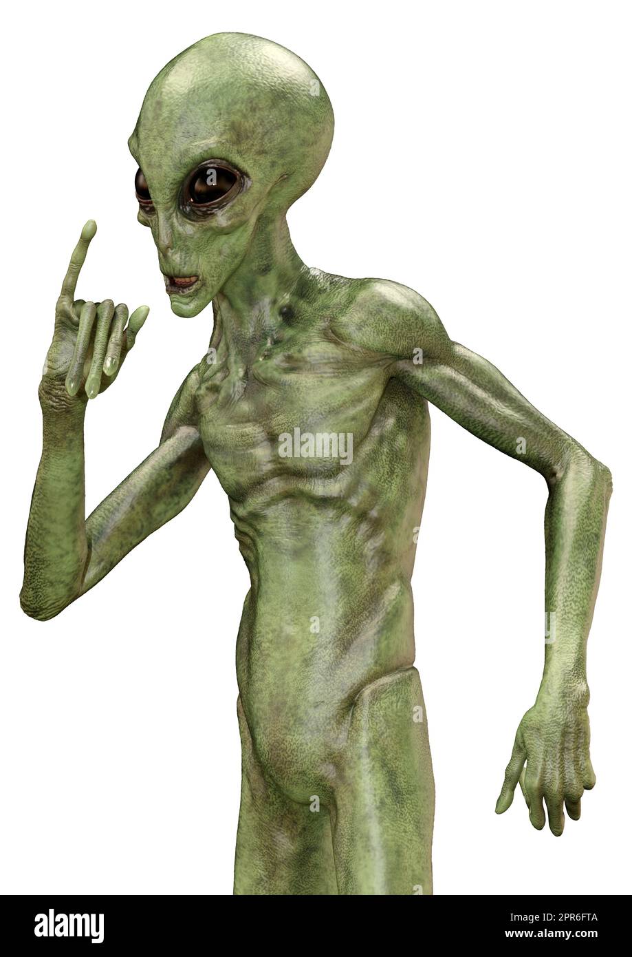 3D rendering of a green alien isolated on white background Stock Photo ...