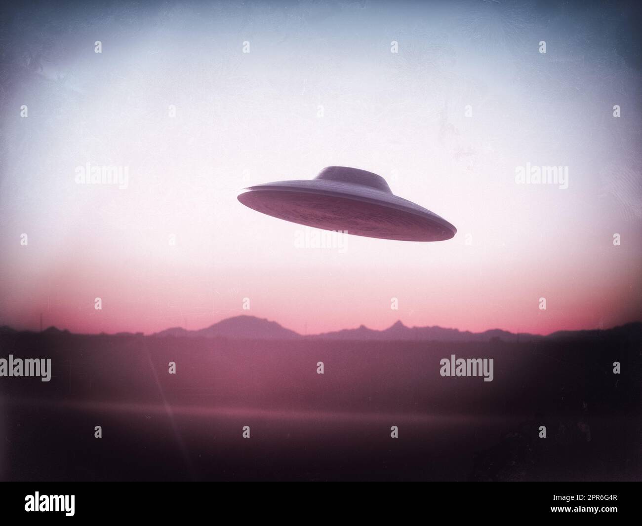 3D illustration, Unidentified Flying Object from the 60's and 70's ...