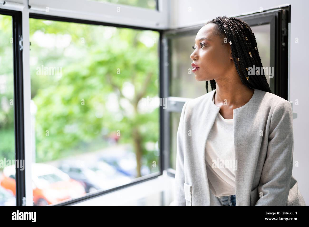 Open Office Window. Breathing Fresh Air Stock Photo - Alamy