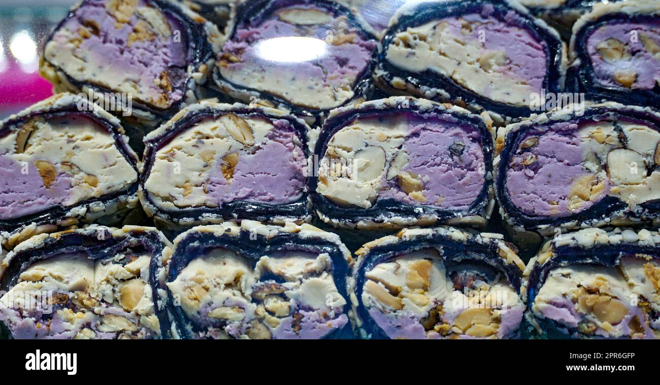 Traditional Turkish Delight on a display for sale Stock Photo - Alamy