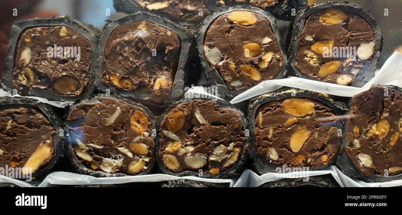Traditional Turkish Delight on a display for sale Stock Photo - Alamy