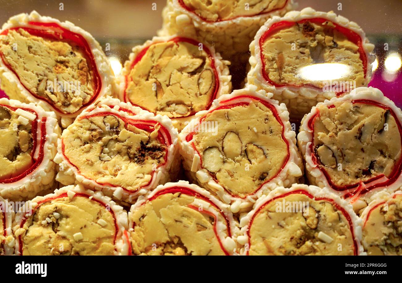 Traditional Turkish Delight on a display for sale Stock Photo - Alamy