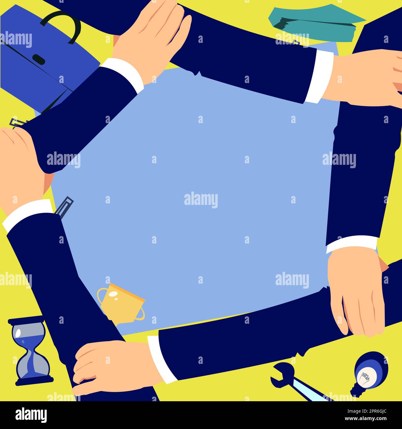 Four Hands Drawing Holding Arm Together Showing Connection Symbol ...