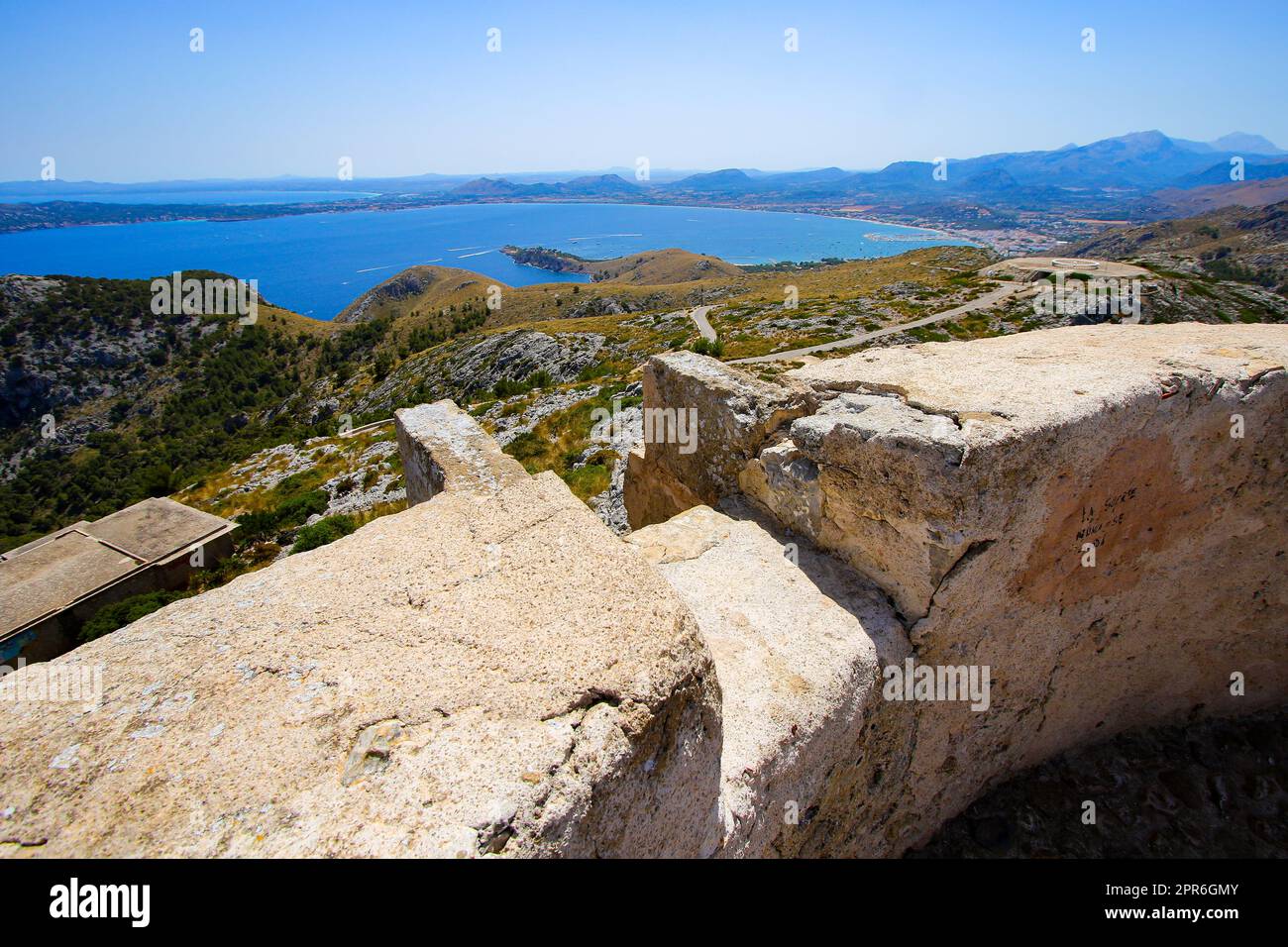 Channel on the ramparts of the Albercutx watchtower, an ancient round ...