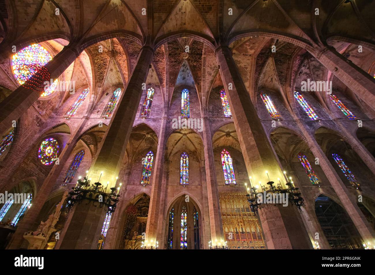 Nave of La Seu, the Cathedral of Santa Maria of Palma de Mallorca in ...