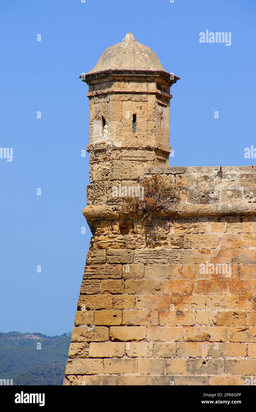 Round watchtower in the corner of a defensive wall by the Cathedral of ...