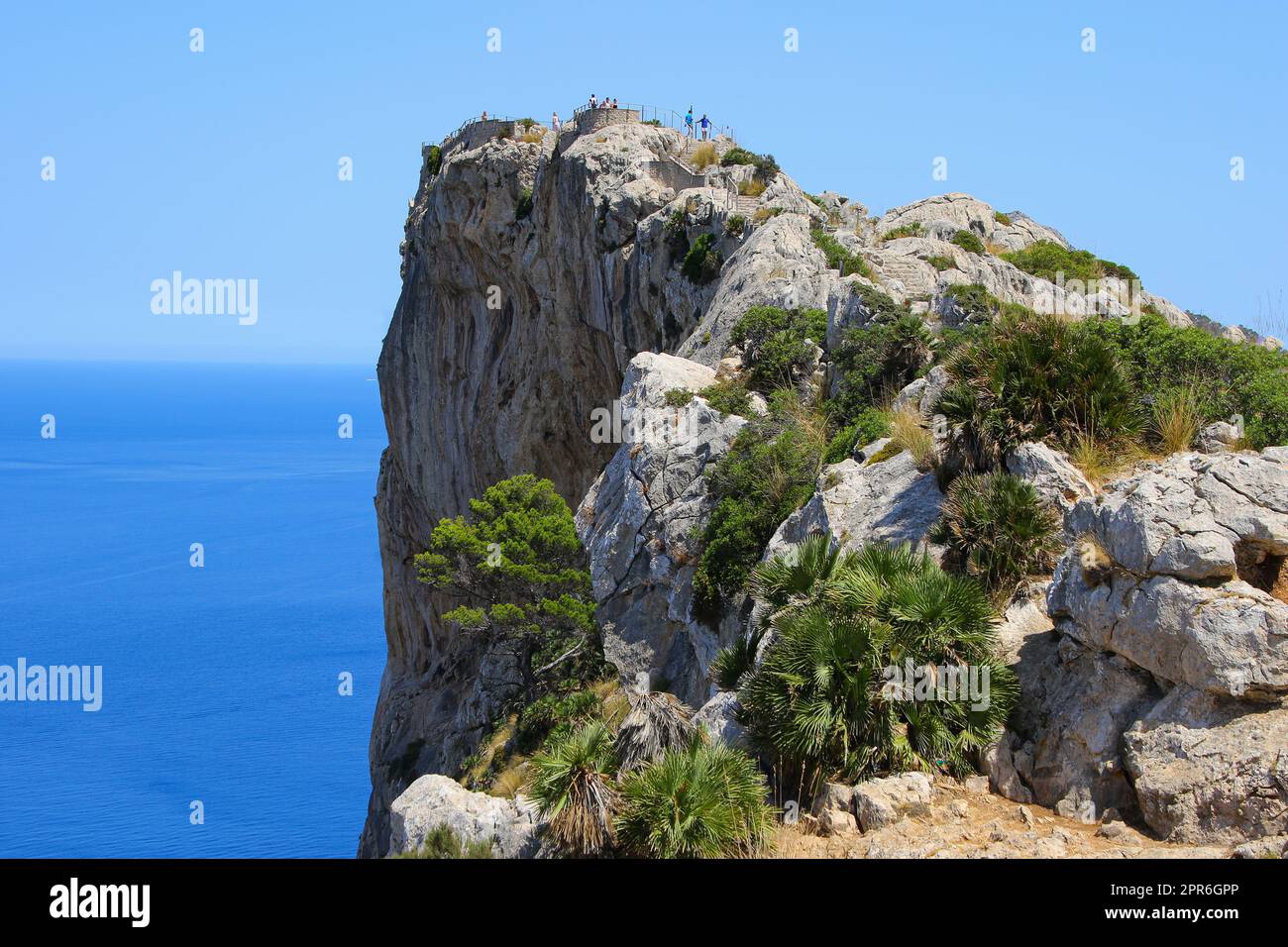 Dramatic sea cliffs at the viewpoint of Es Colomer in the north of ...