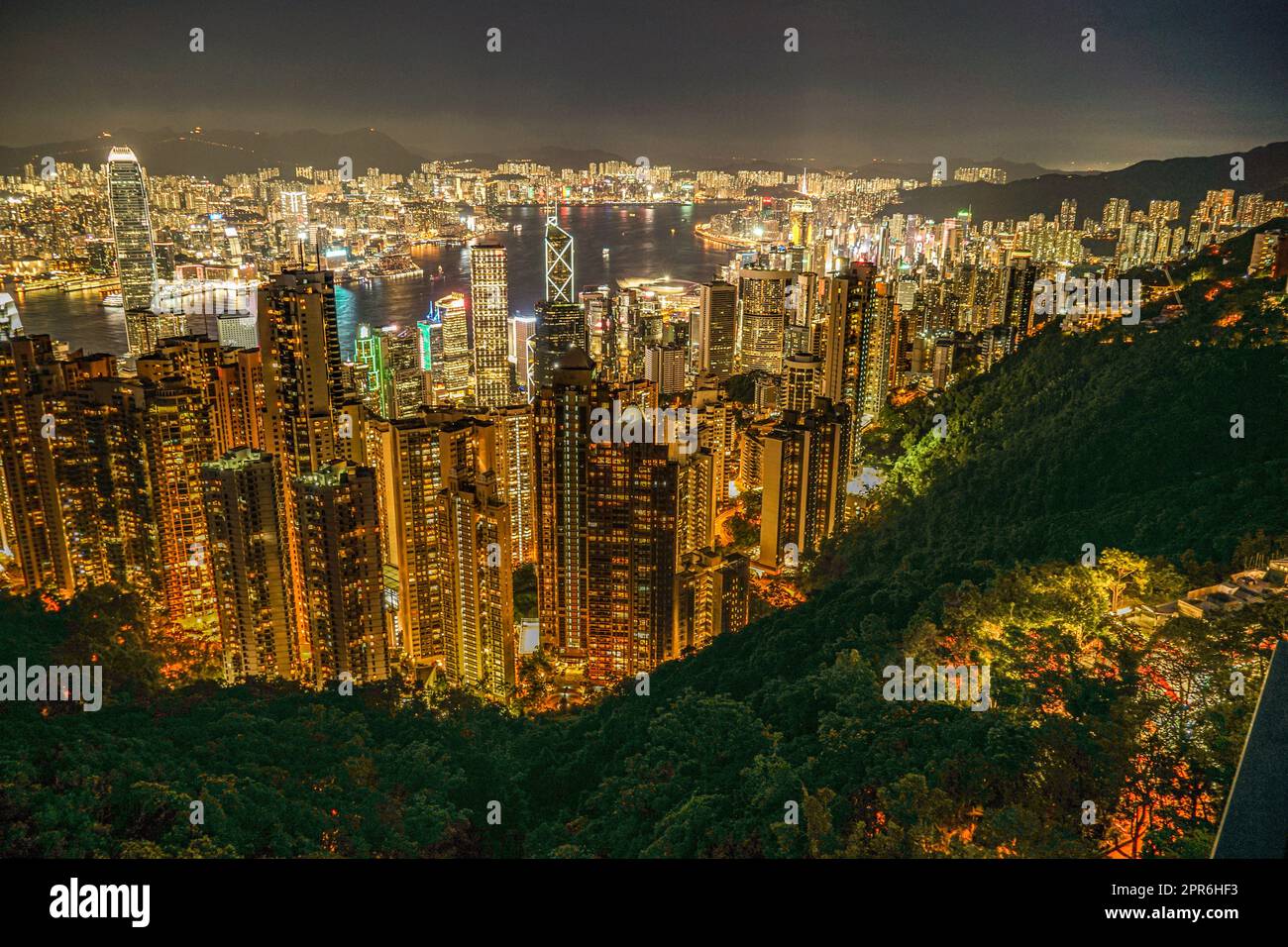 Hong Kong night view seen from Victoria Peak Stock Photo - Alamy